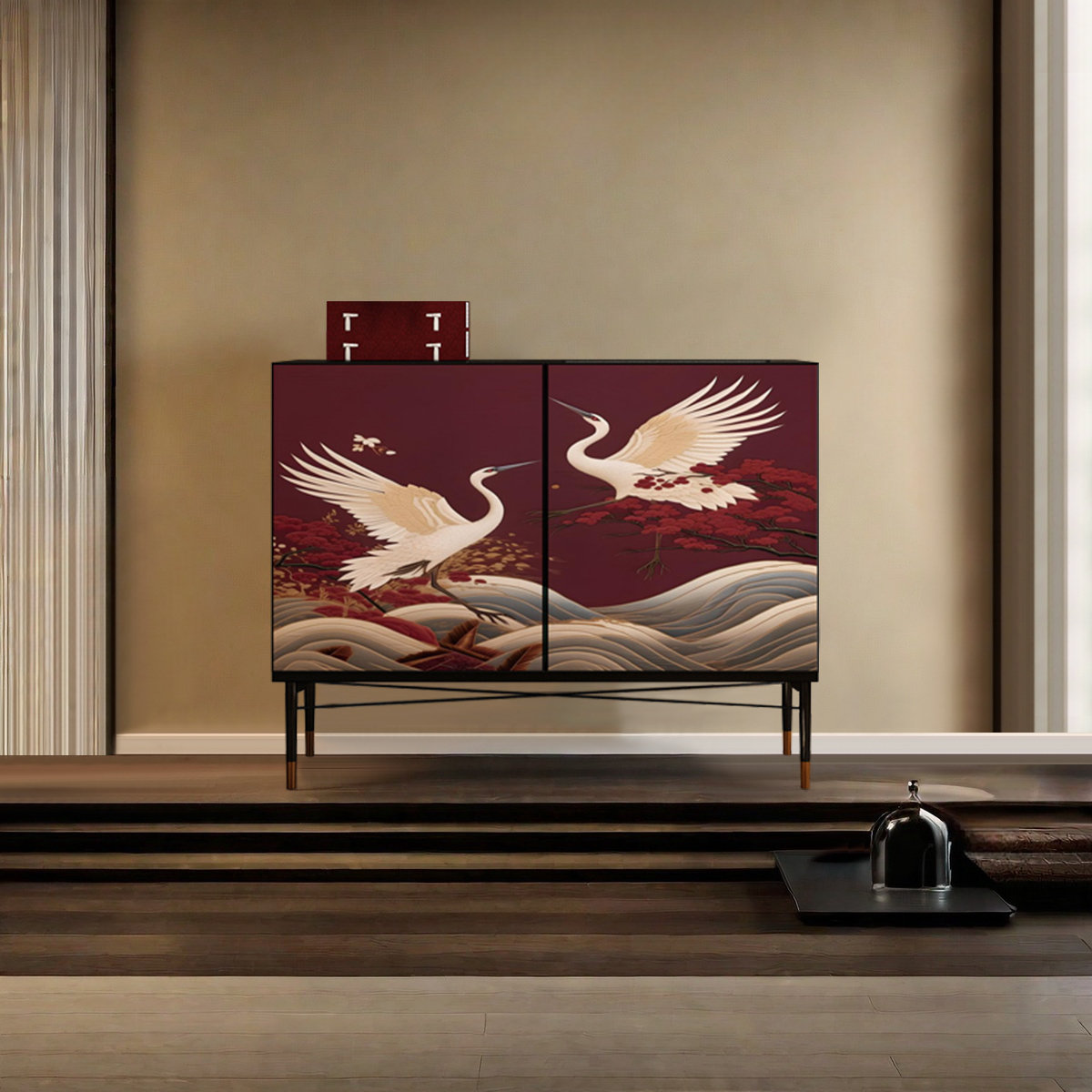 Liu's ink furniture Retro multi-functional living room decor cabinet ...