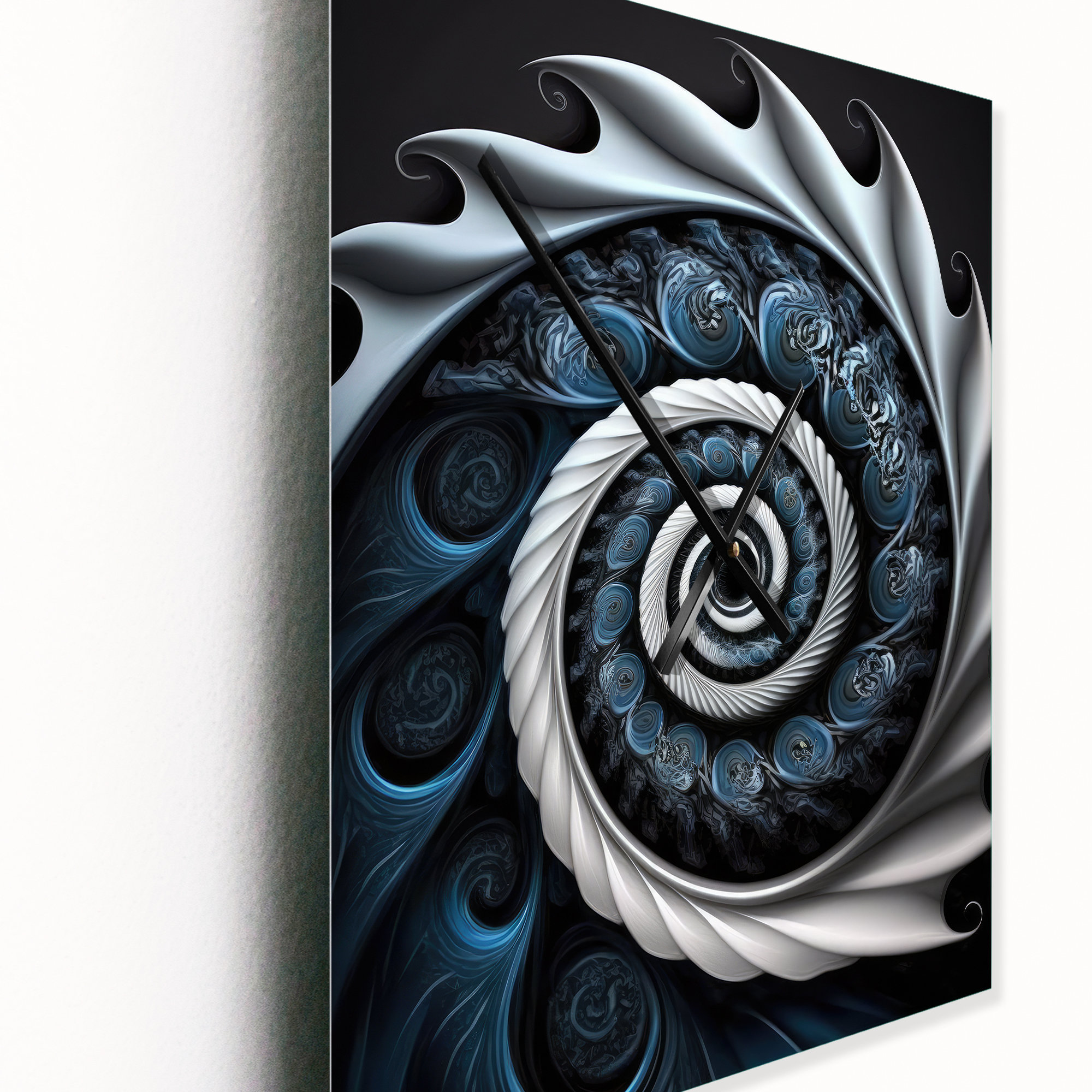 Design Art Blue And White Stained Liquid Glass II - Modern Wall Clocks ...