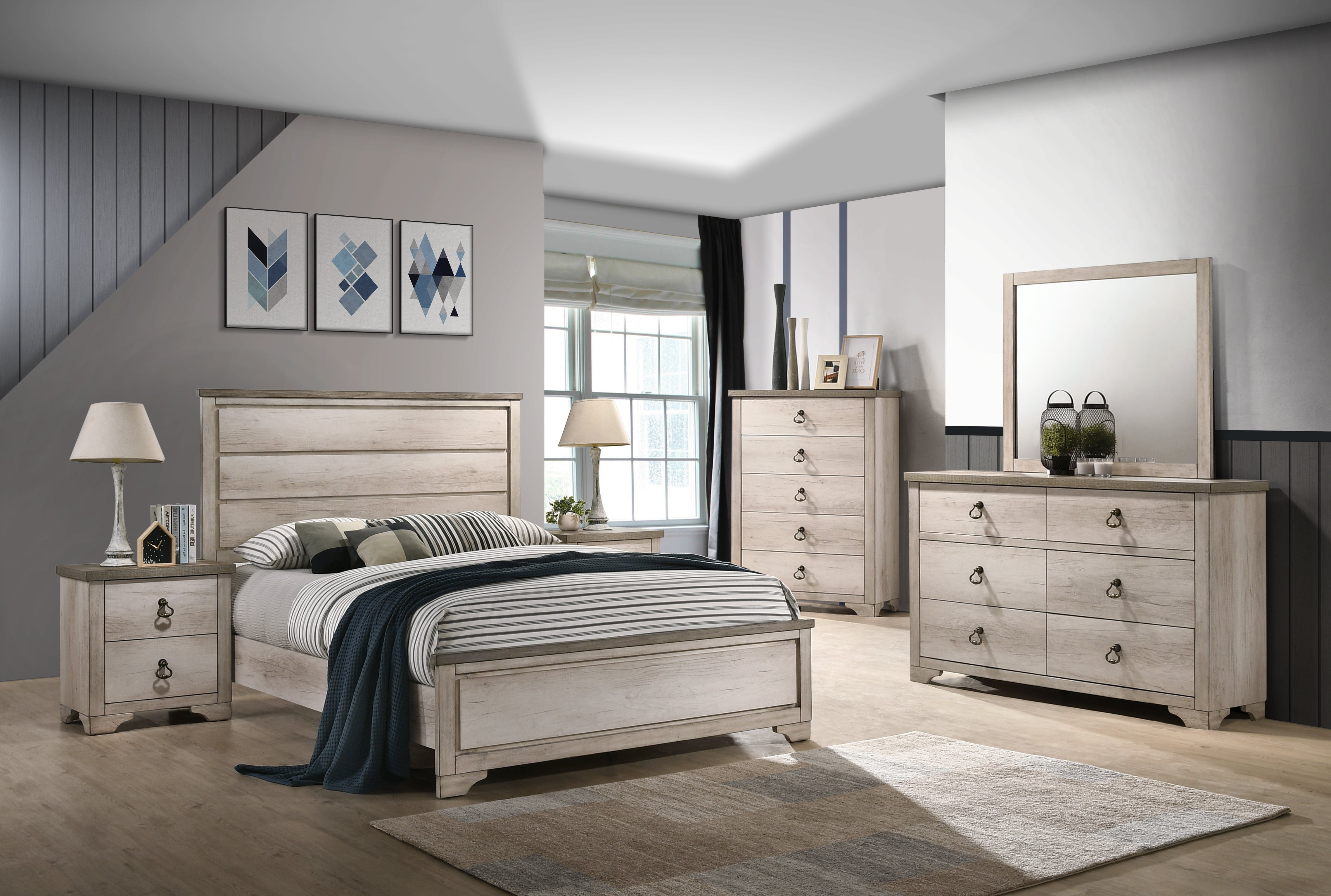 August Grove® Amulya Driftwood Panel Bedroom Set Special Queen 6 Piece ...