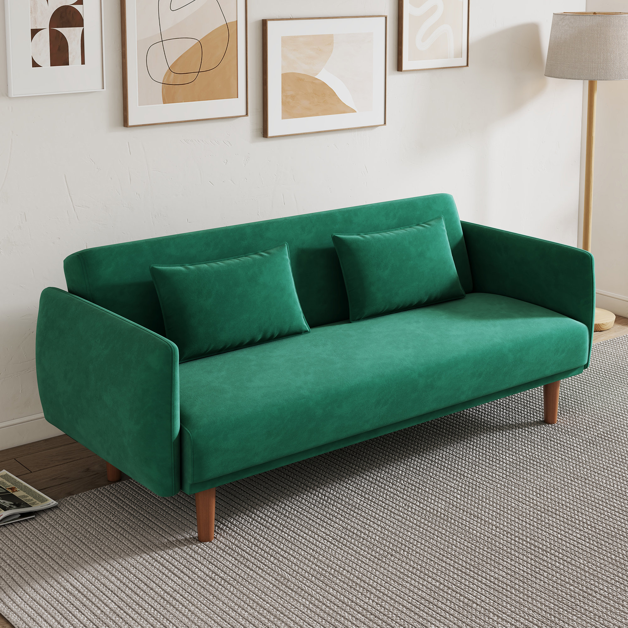 Mercer41 Manda 76'' Velvet Round Arms Sofa & Reviews | Wayfair