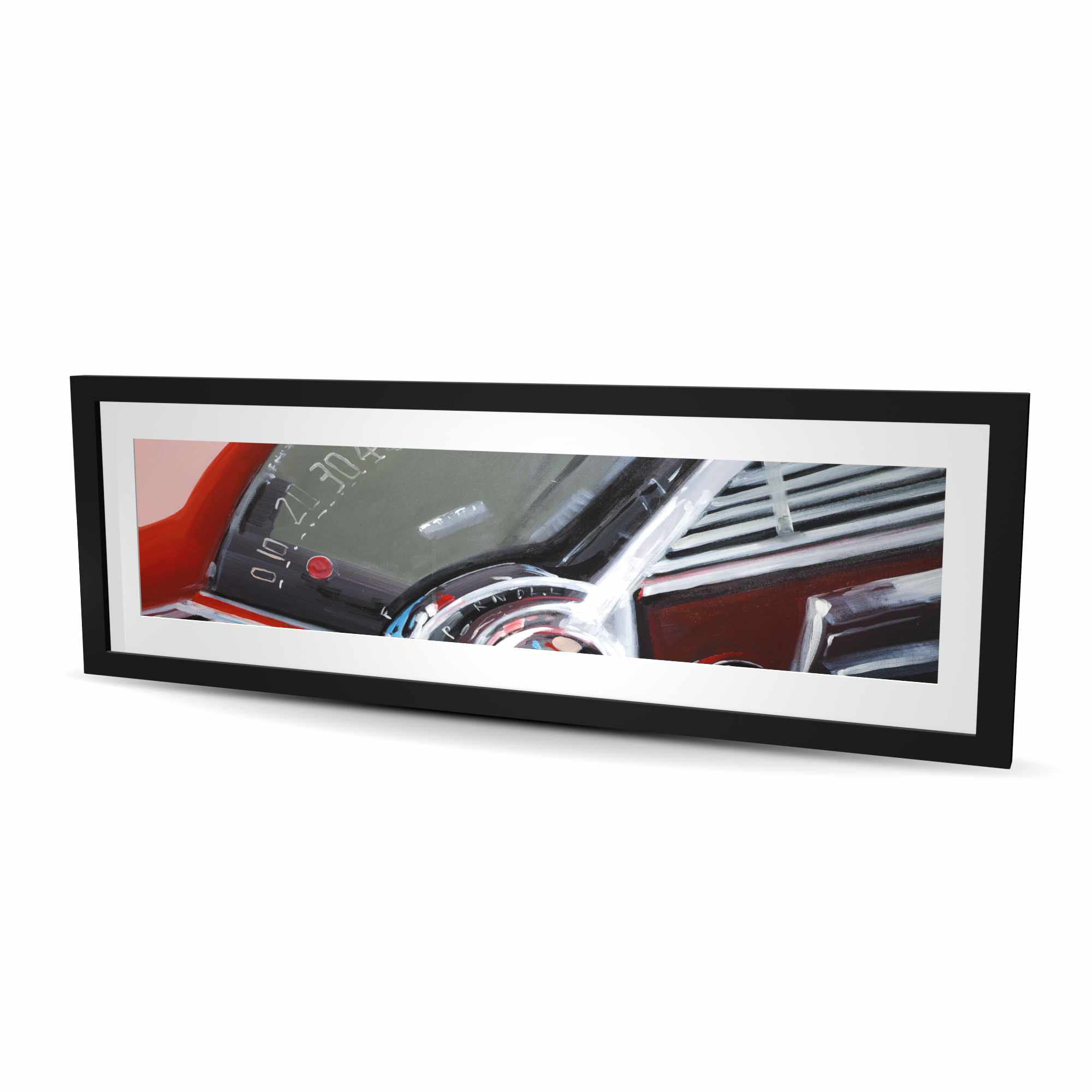 Lark Manor™ Vintage Red Car Dashboard Print - Framed Matted Home Decor ...