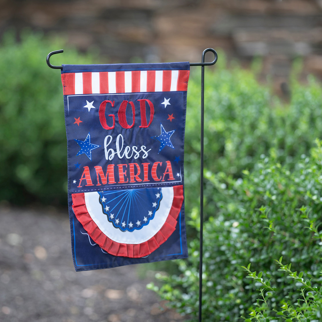 Trinx Patriotic God Bless America Applique Garden Flag | Wayfair