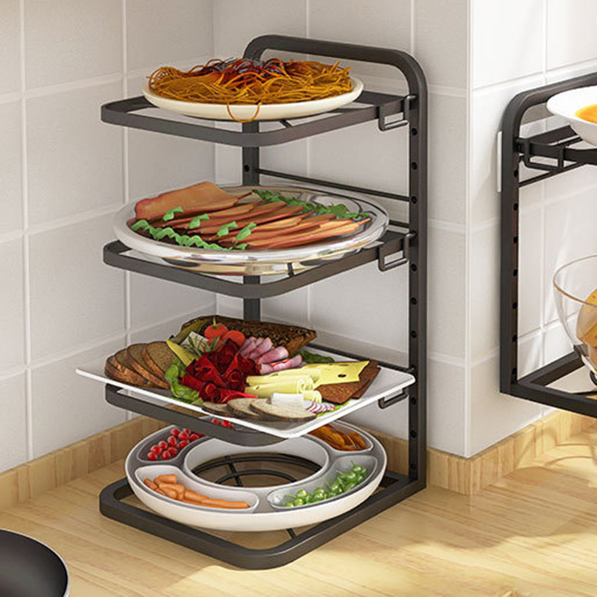 Prep & Savour Kitchen Adjustable Multi-Layer Pot Shelf Rack (5 Layers ...