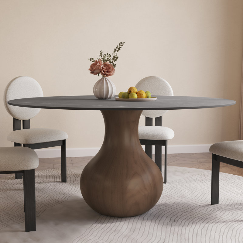 Orren Ellis Gray Farmhouse Pedestal Louree Round Kitchen Table | Wayfair