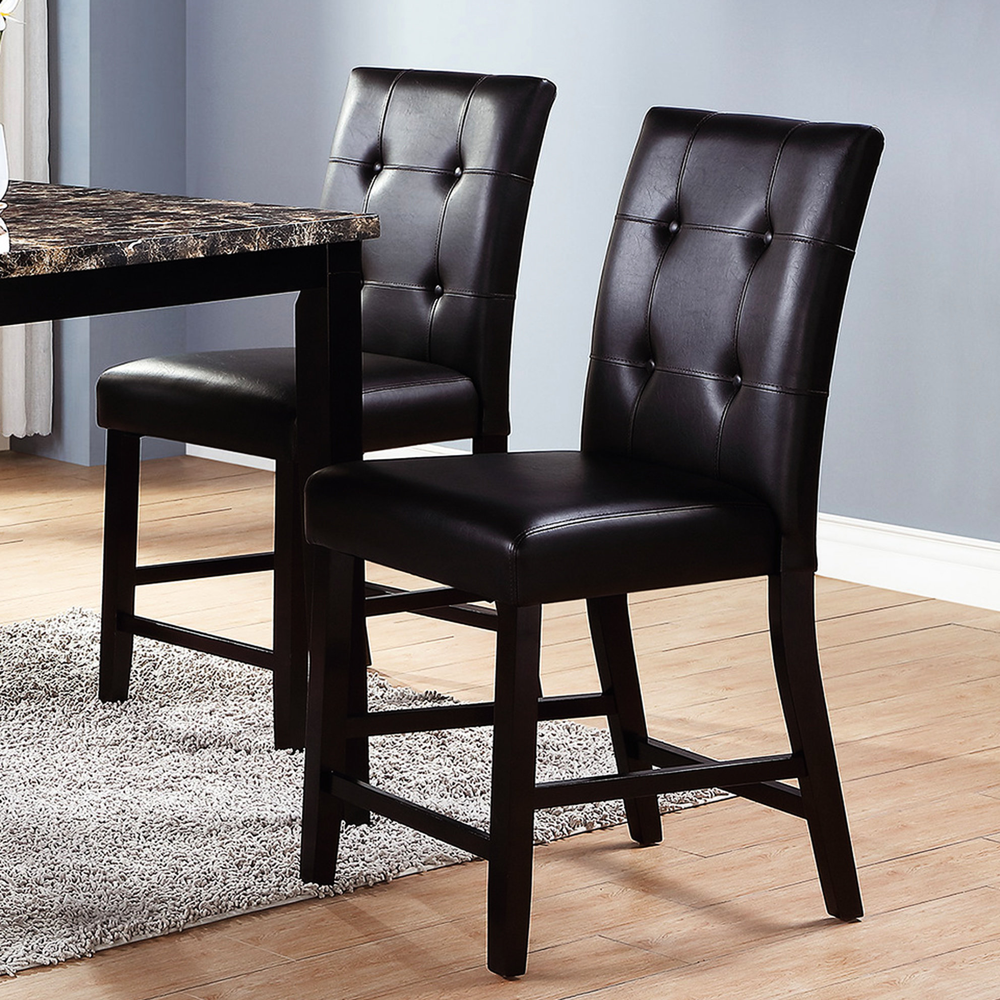 Latitude Run® 2 Counter Height Chairs, Strong Wood & Construction, Faux ...