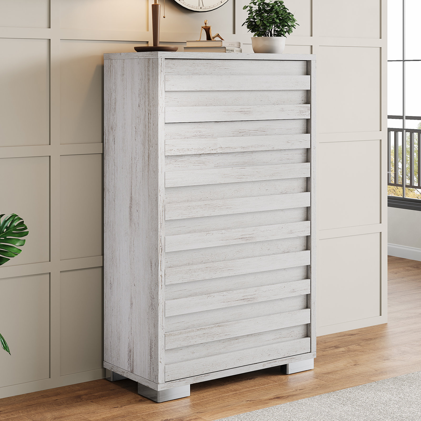 Ebern Designs Farmhouse 5 Drawer Dressers For Bedroom, Tall Dressers ...