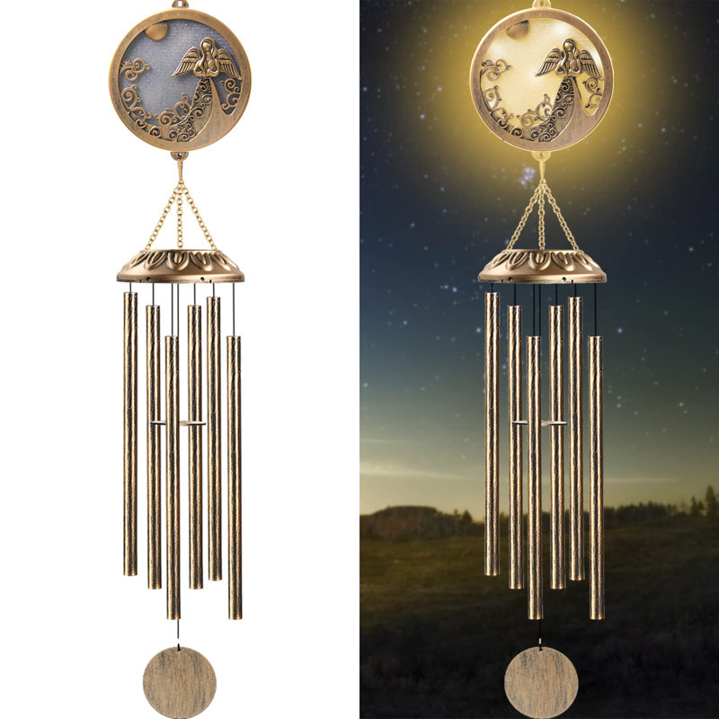 Arlmont & Co. Wind Chimes, Solar Angel Wind Chimes Deep Tone, Memorial ...