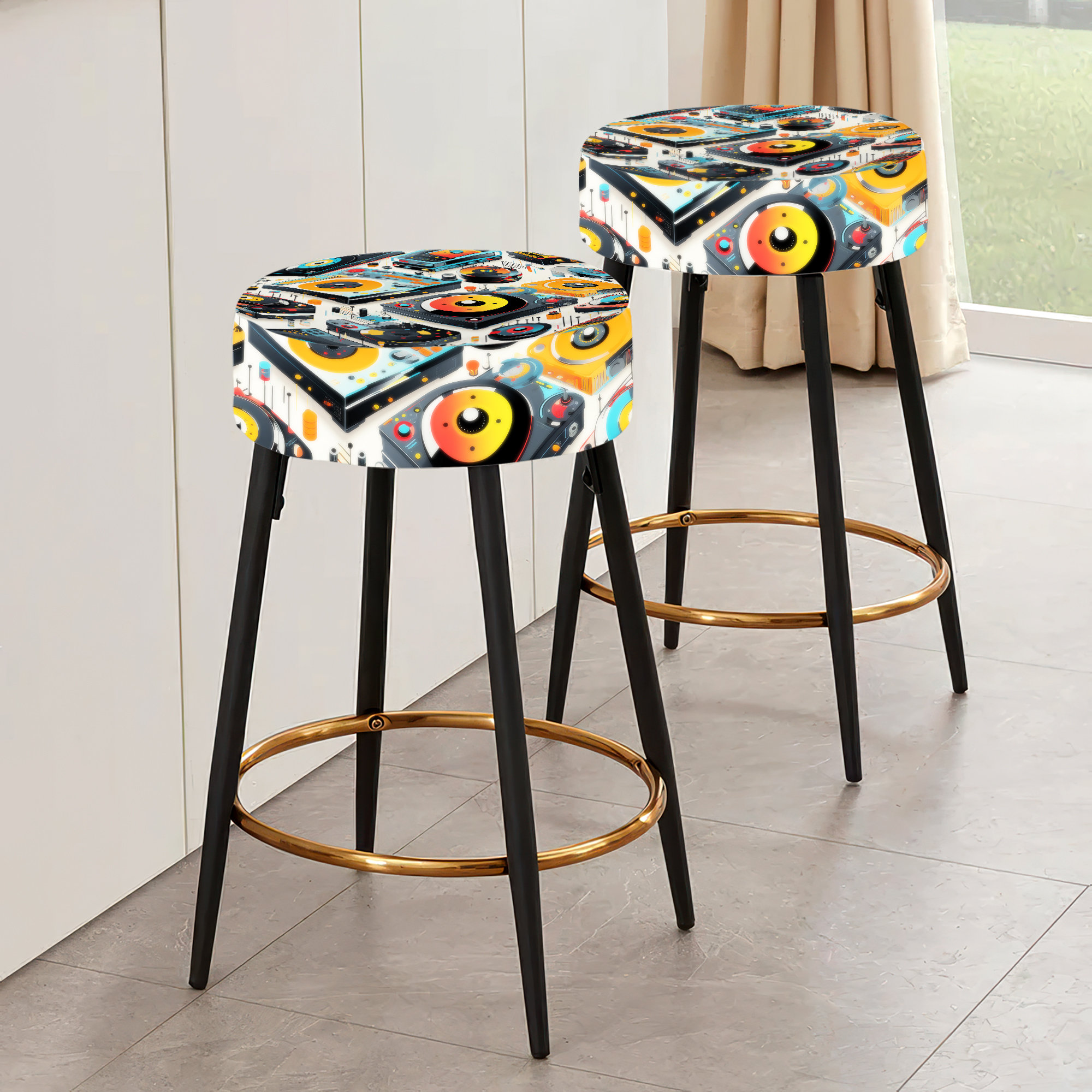Design Art Turntables Boom Boxes Spots - Pop Art Bar Stools Set Of 2 ...