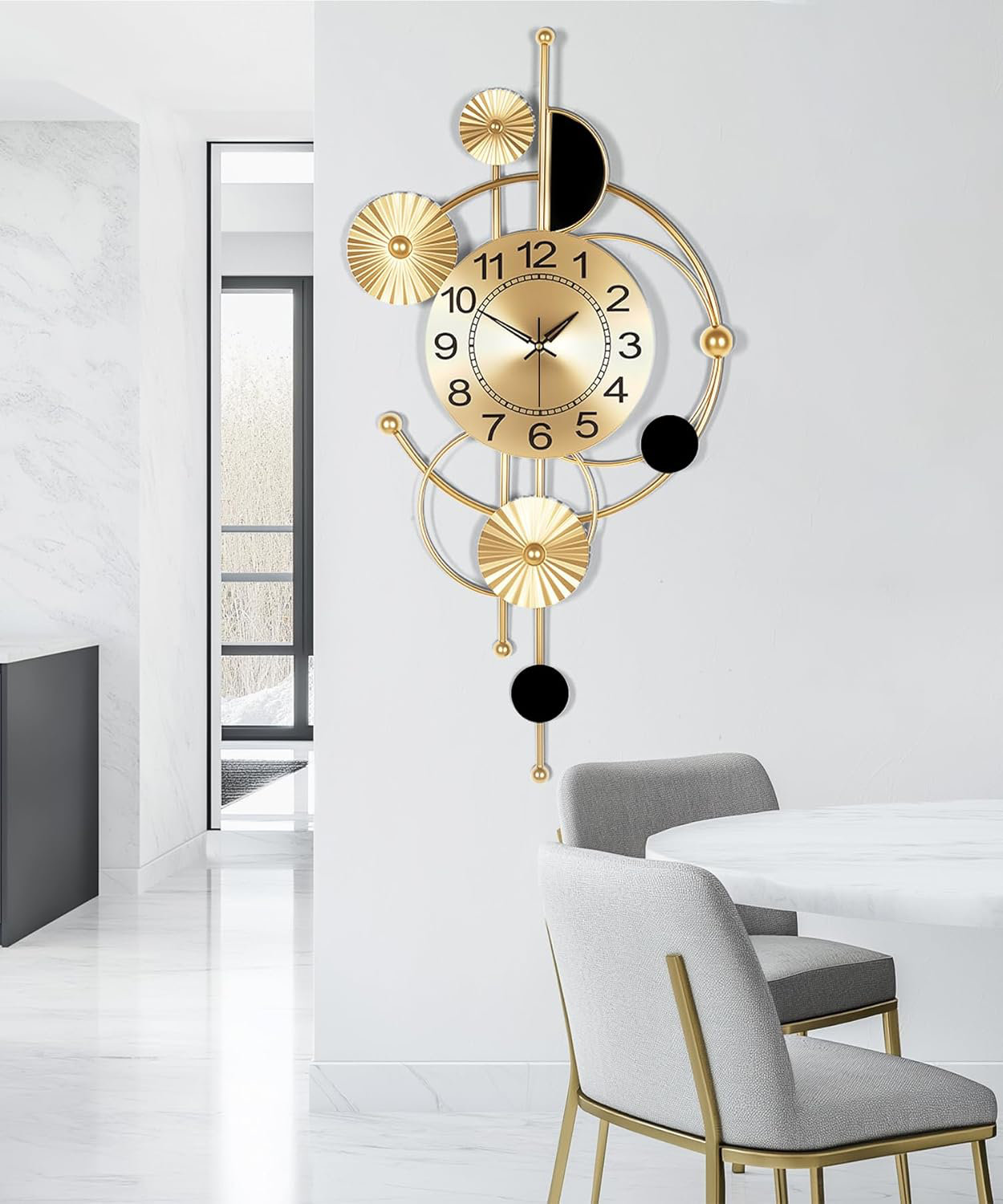 Fancy Wall Clock Large Modern Wall Clock – Gold Round Silent Decorative ...