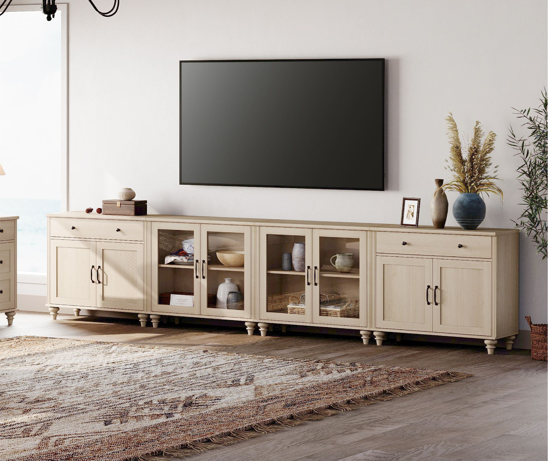 Charlton Home® Scarlett TV Stand For Tvs Up To 105 Inch, Wood TV Console Table For 85 Inch TV ...