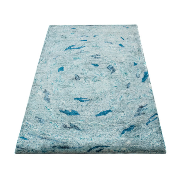 Ivy Bronx Aleily Hand Knotted Wool Turquoise/Blue Rug | Wayfair.co.uk