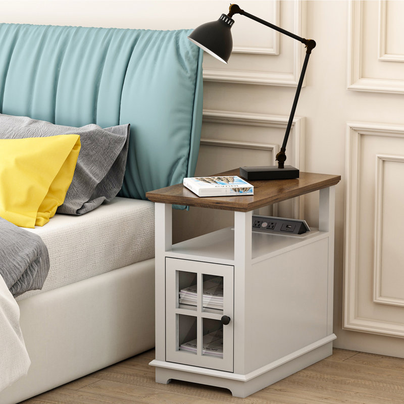 Red Barrel Studio® Boxley Tray Top End Table and Built-In Outlets ...