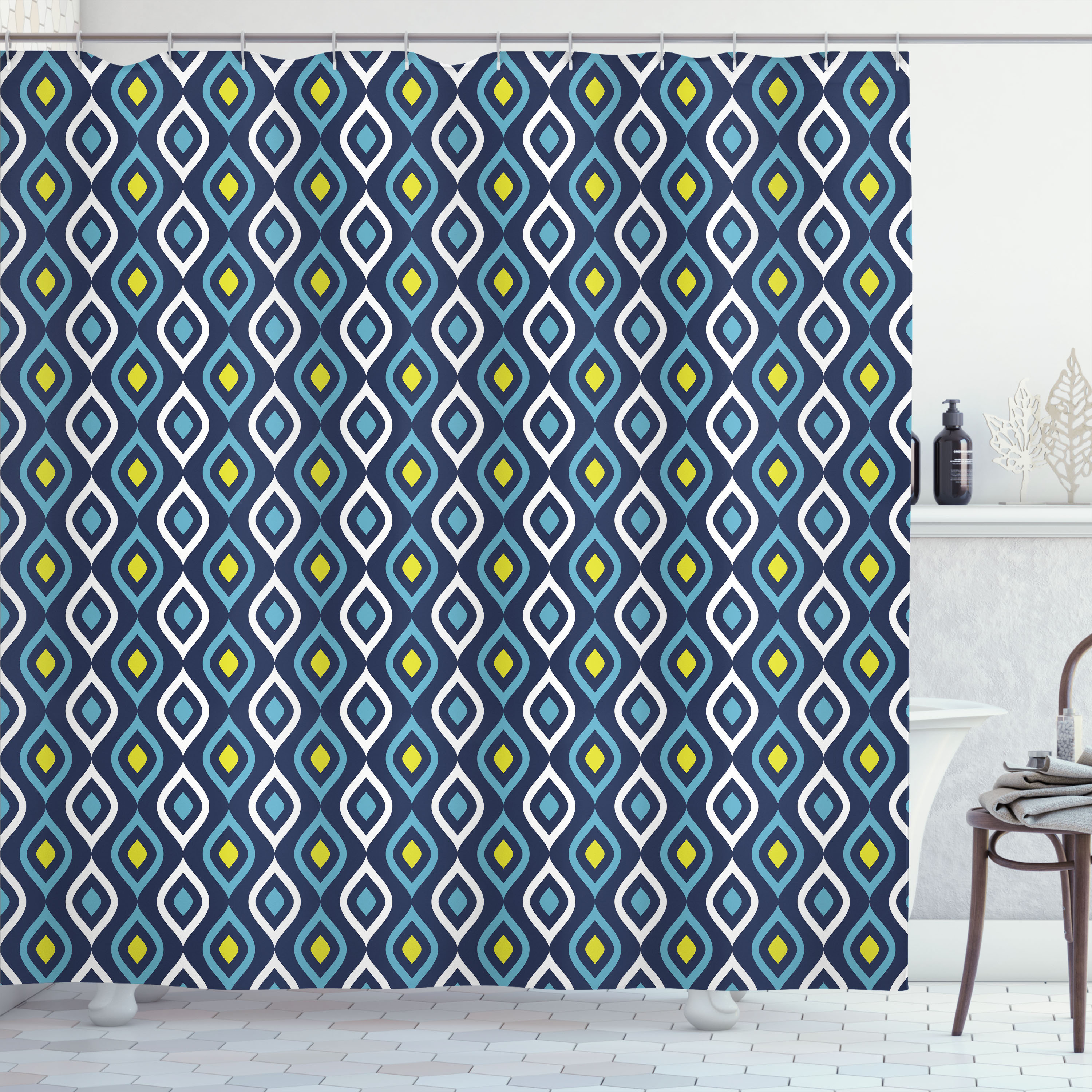 East Urban Home Humairaa Geometric Shower Curtain with Hooks Included ...