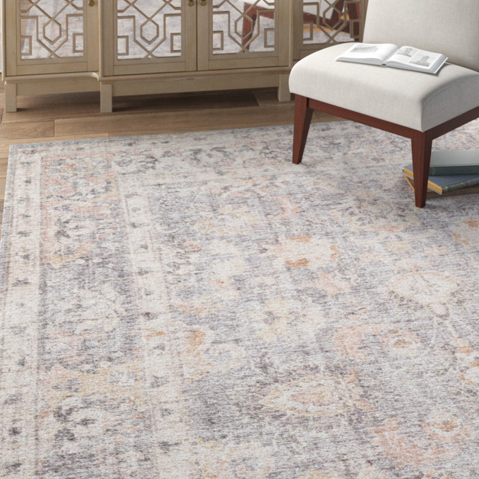 Bungalow Rose Gelo Oriental Gray/Peach Area Rug & Reviews | Wayfair