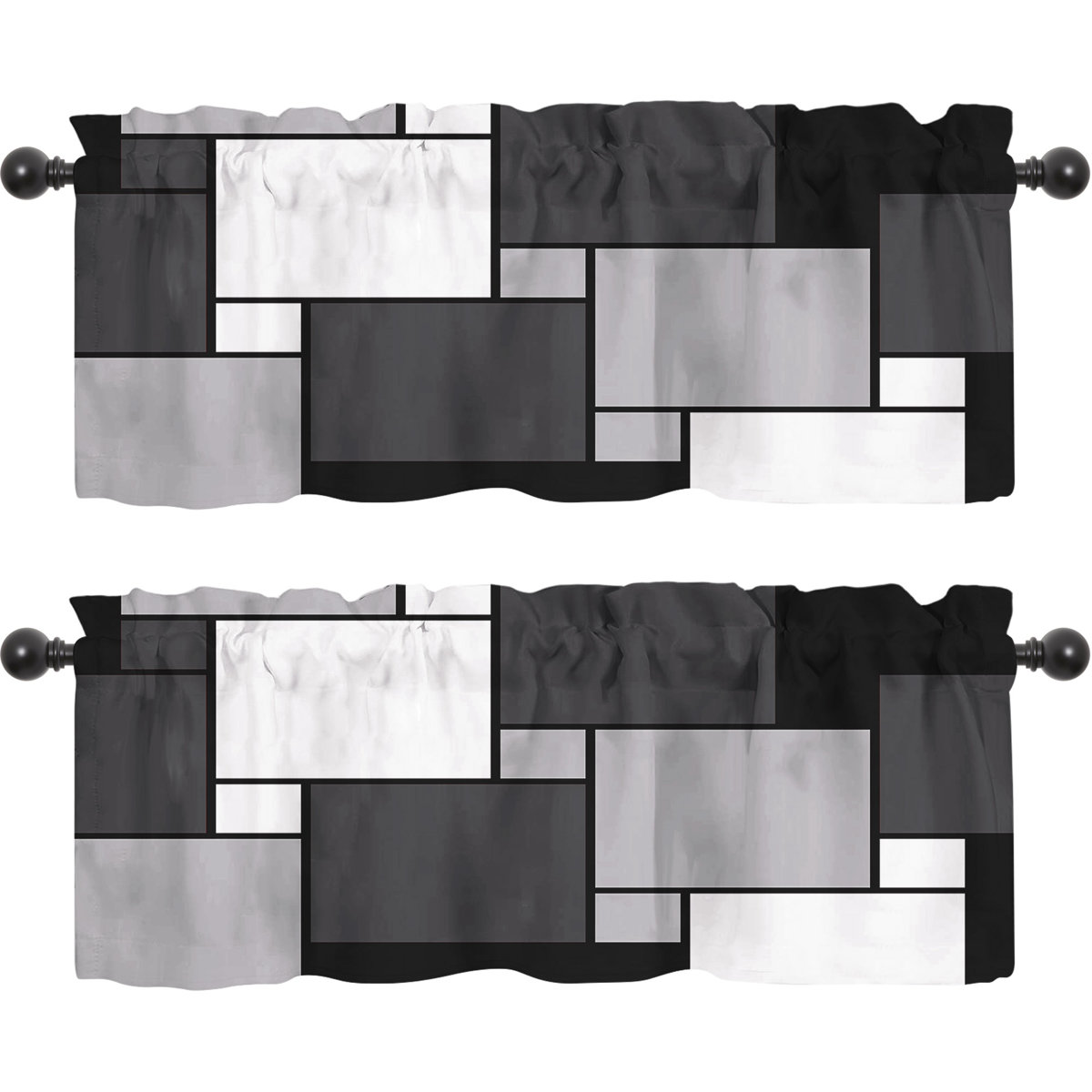 Wrought Studio™ Grid Modern Abstract 52" W Window Valance (Set Of 2 ...