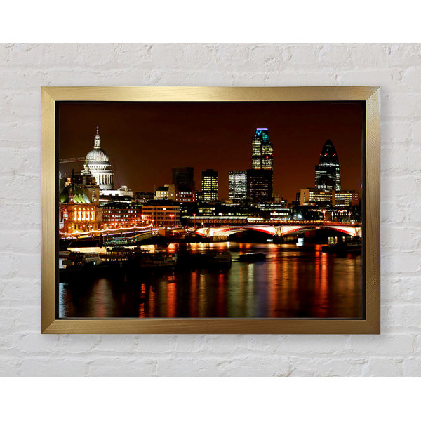 Ebern Designs London Thames Night Lights - Single Picture Frame Print ...