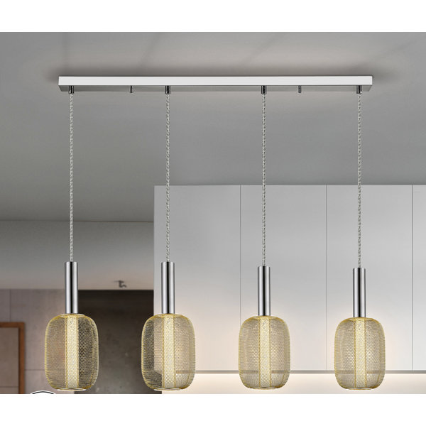 Ebern Designs Mendota 4 - Light Chrome/Gold LED Pendant | Wayfair.co.uk