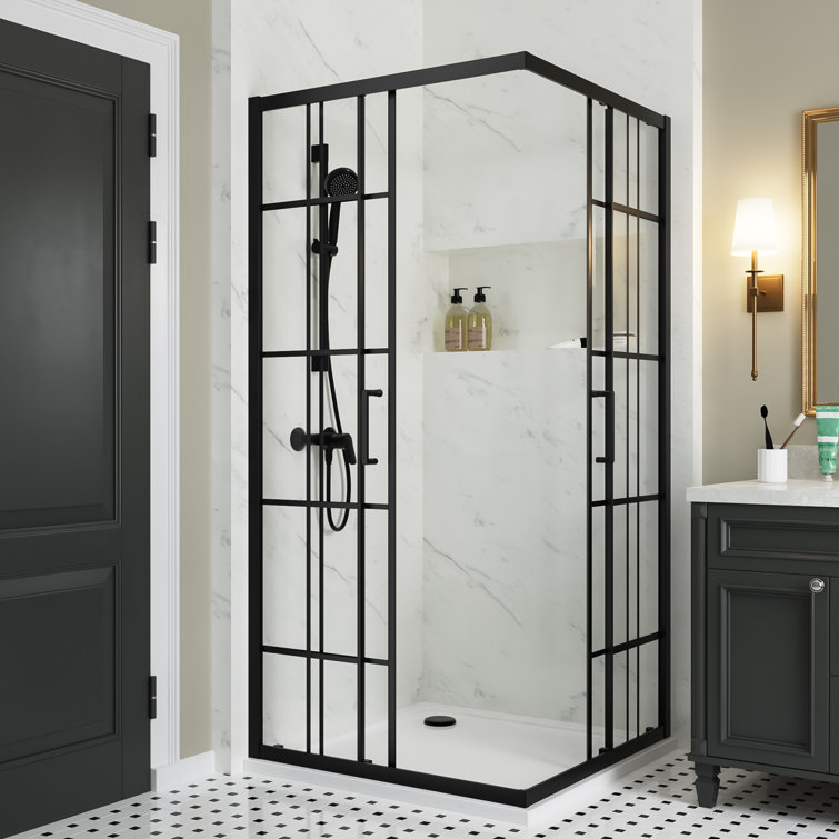 ExBrite 36'' W 72'' H Framed Square Reversible Shower Enclosure | Wayfair