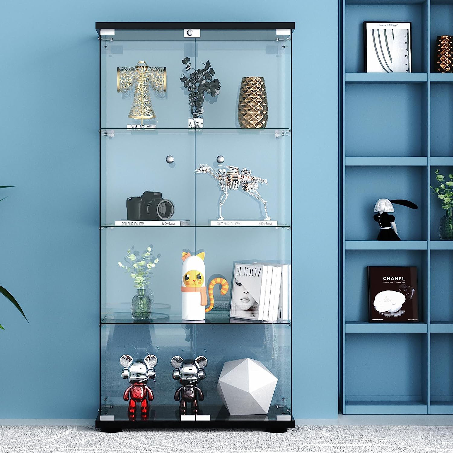 Wrought Studio Domineque Glass Display Cabinet, Curio Cabinet & Reviews ...