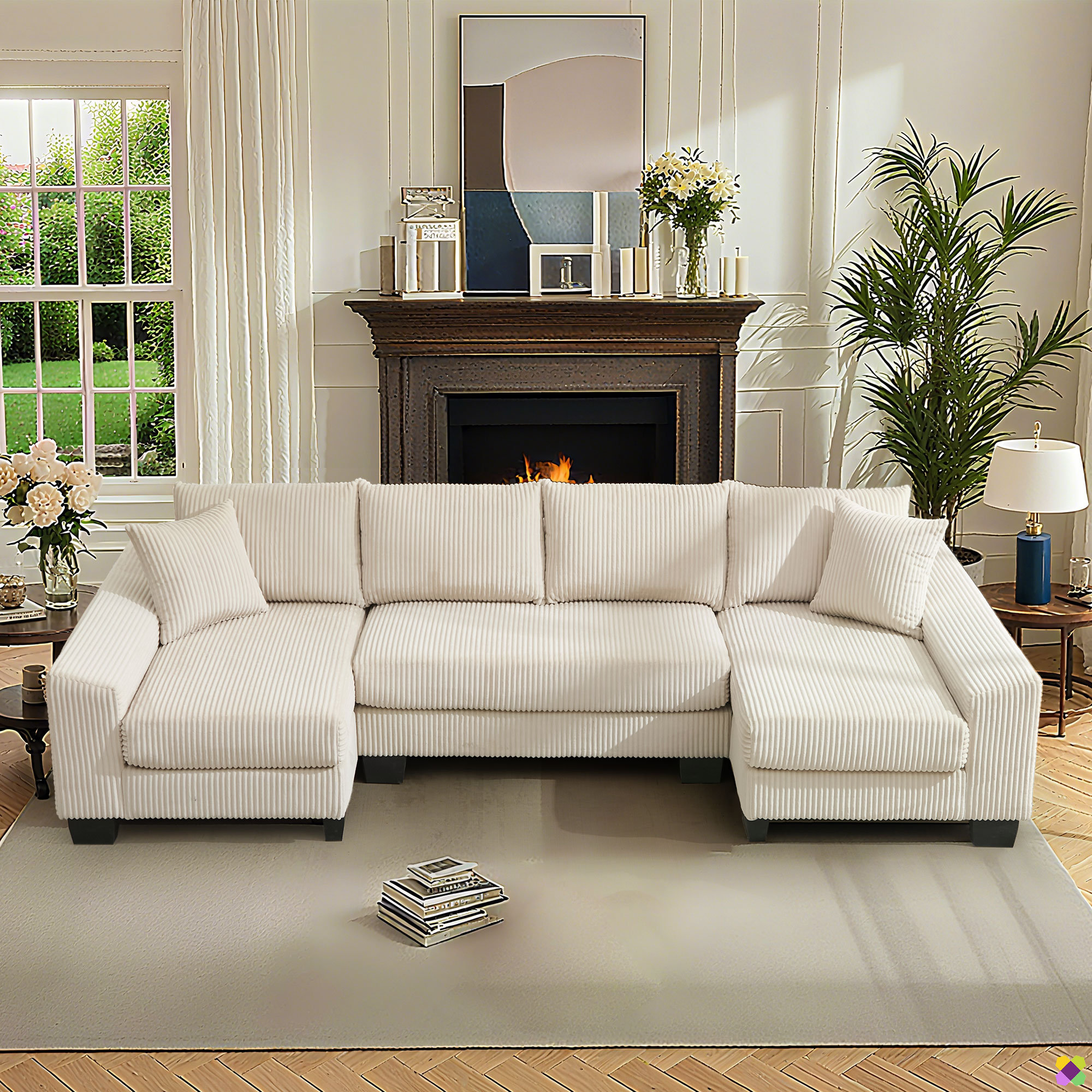 Latitude Run® Odesser 114"W Convertible U-shape Sectional, Sleeper Sofa ...