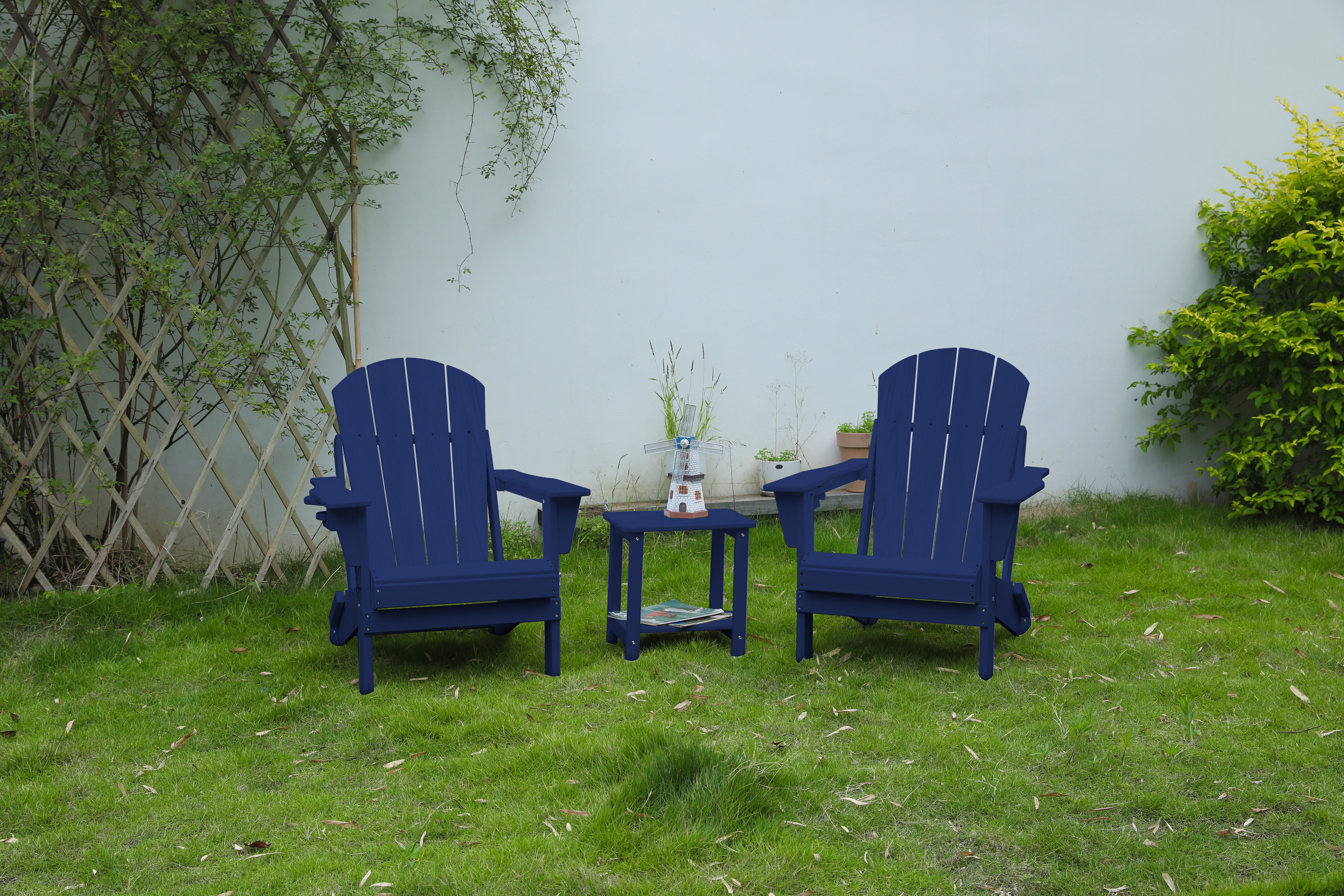 Ebern Designs Folding Adirondack Chair With Side Table, 3-Piece ...