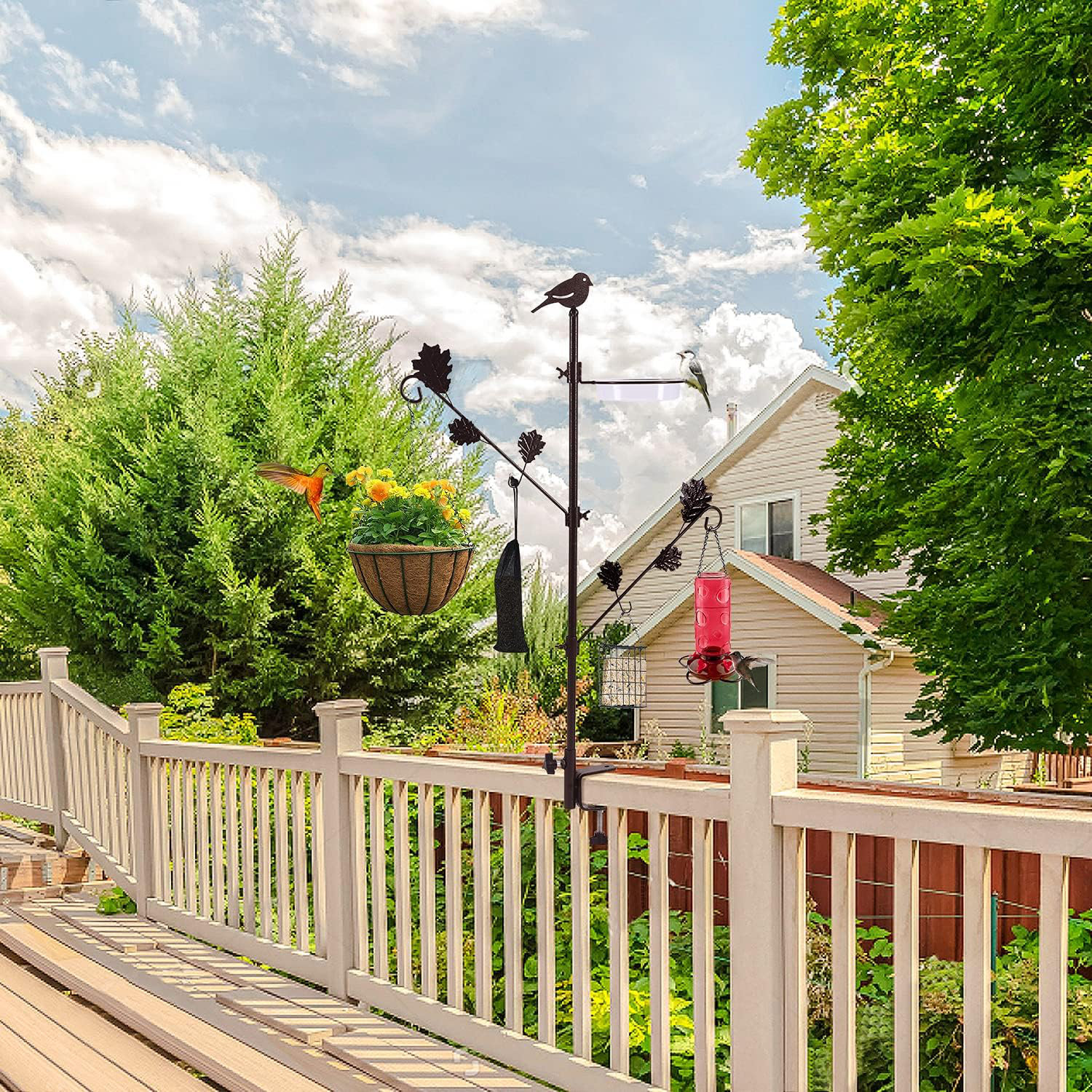 Winston Porter Deck Pole Porch Multi-Hook Bird Feeder Hooks For Deck ...