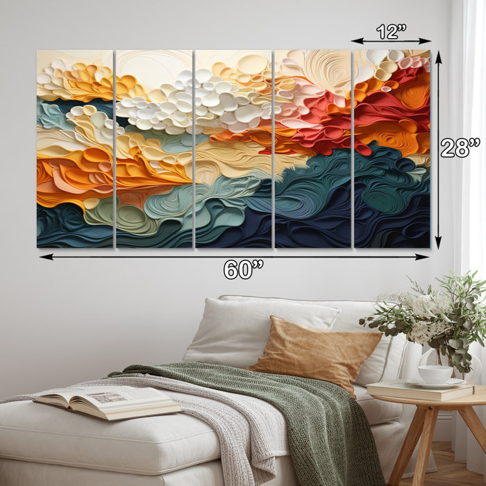 DesignArt Biomorphism Organic Forms VI On Canvas 5 Pieces Print | Wayfair