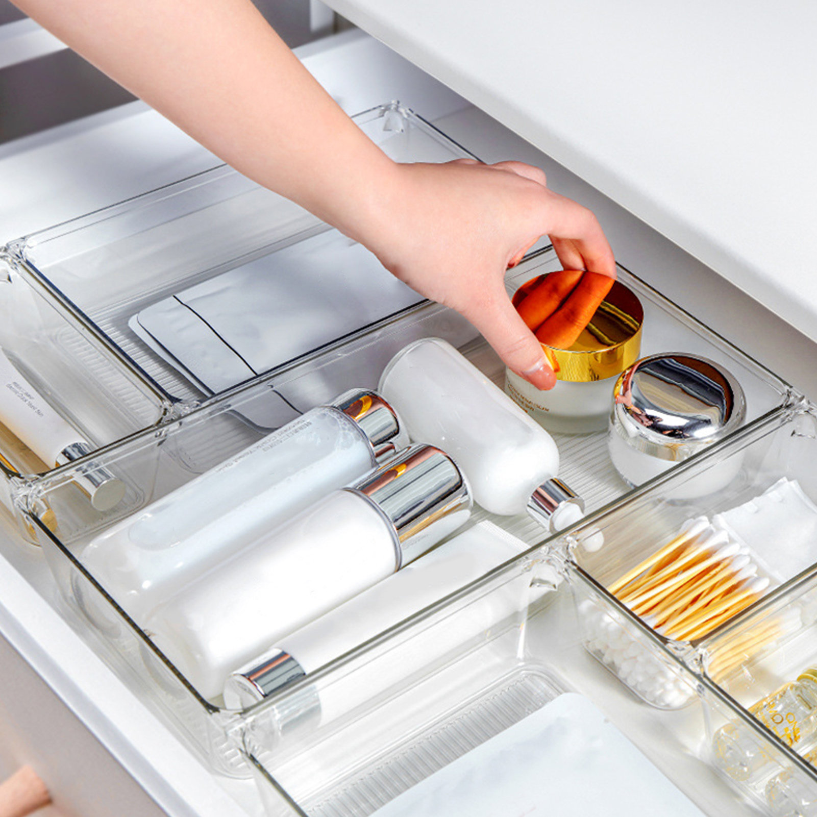 Rebrilliant 16Pcs Clear Drawer Storage Plastic Stackable Drawer Trays ...