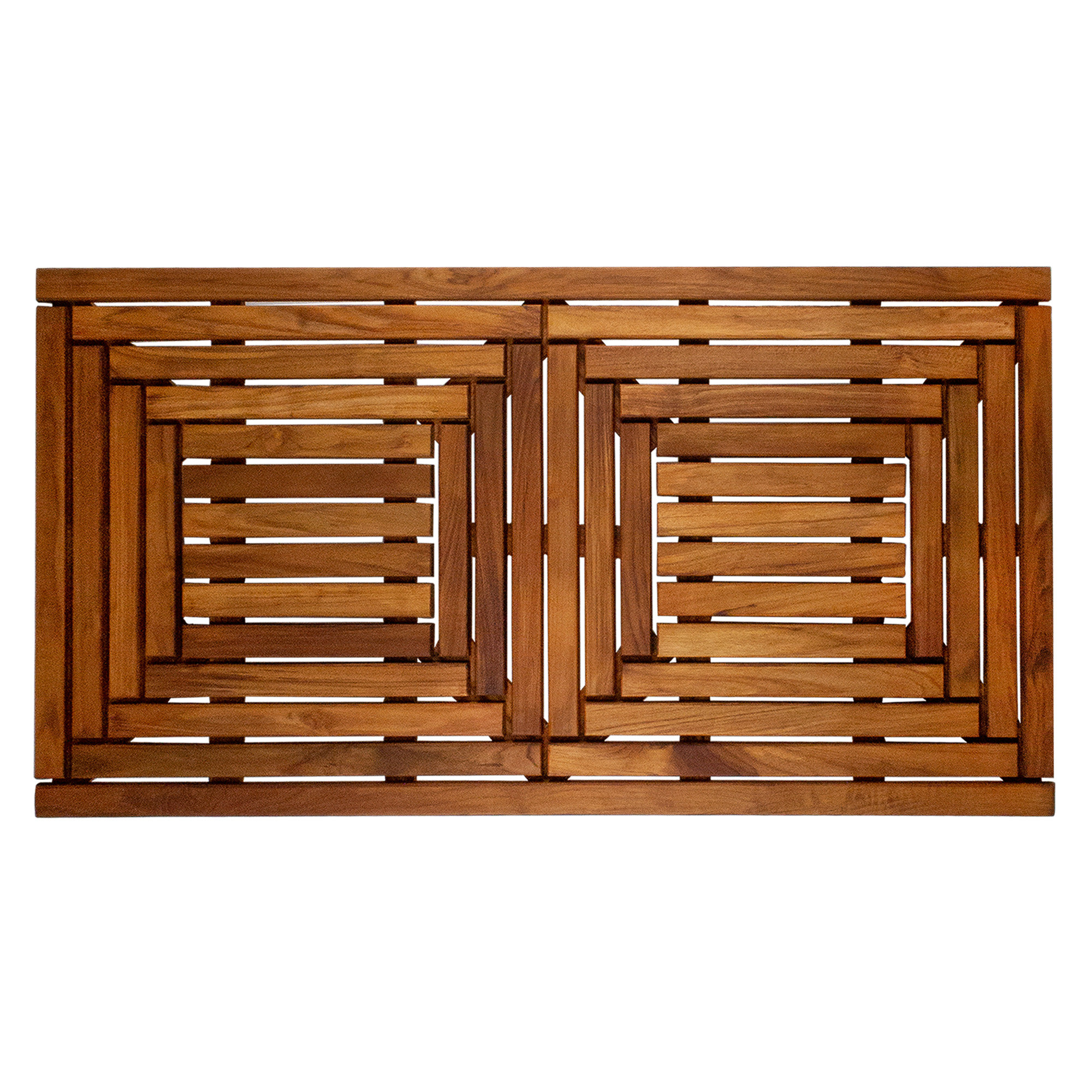 Nordic Style Nordic Teak Wood Oiled Double Framed Shower and Bath Mat ...