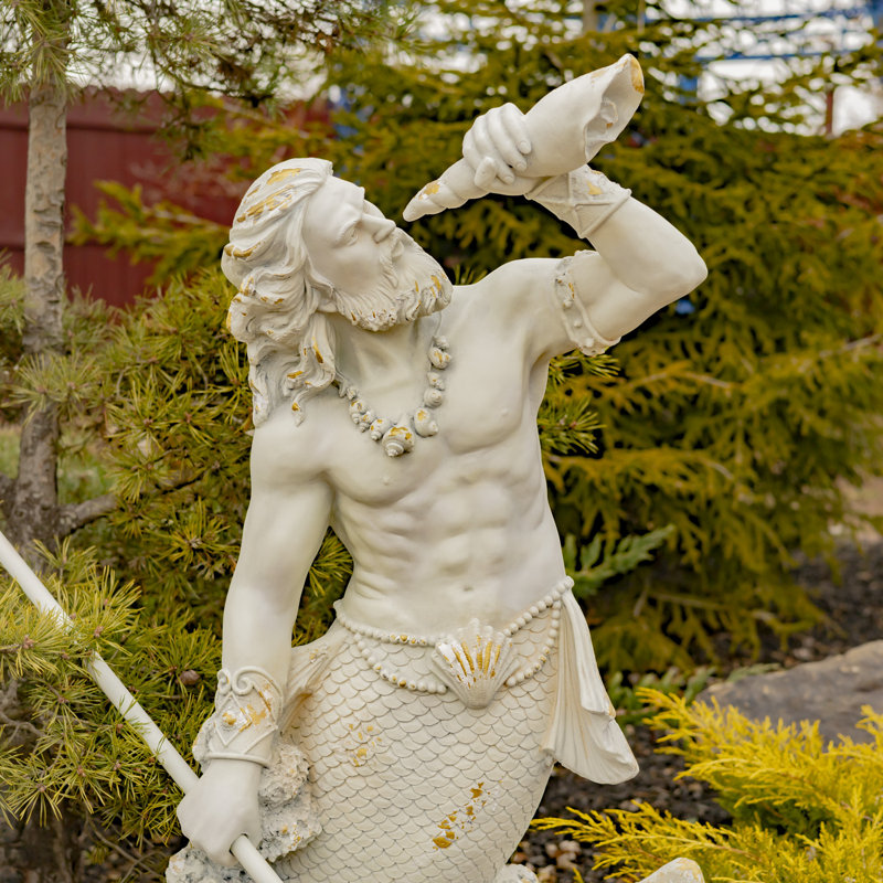 Trinx Eilidhmay Nautical Magnesium Merman Garden Statue | Wayfair