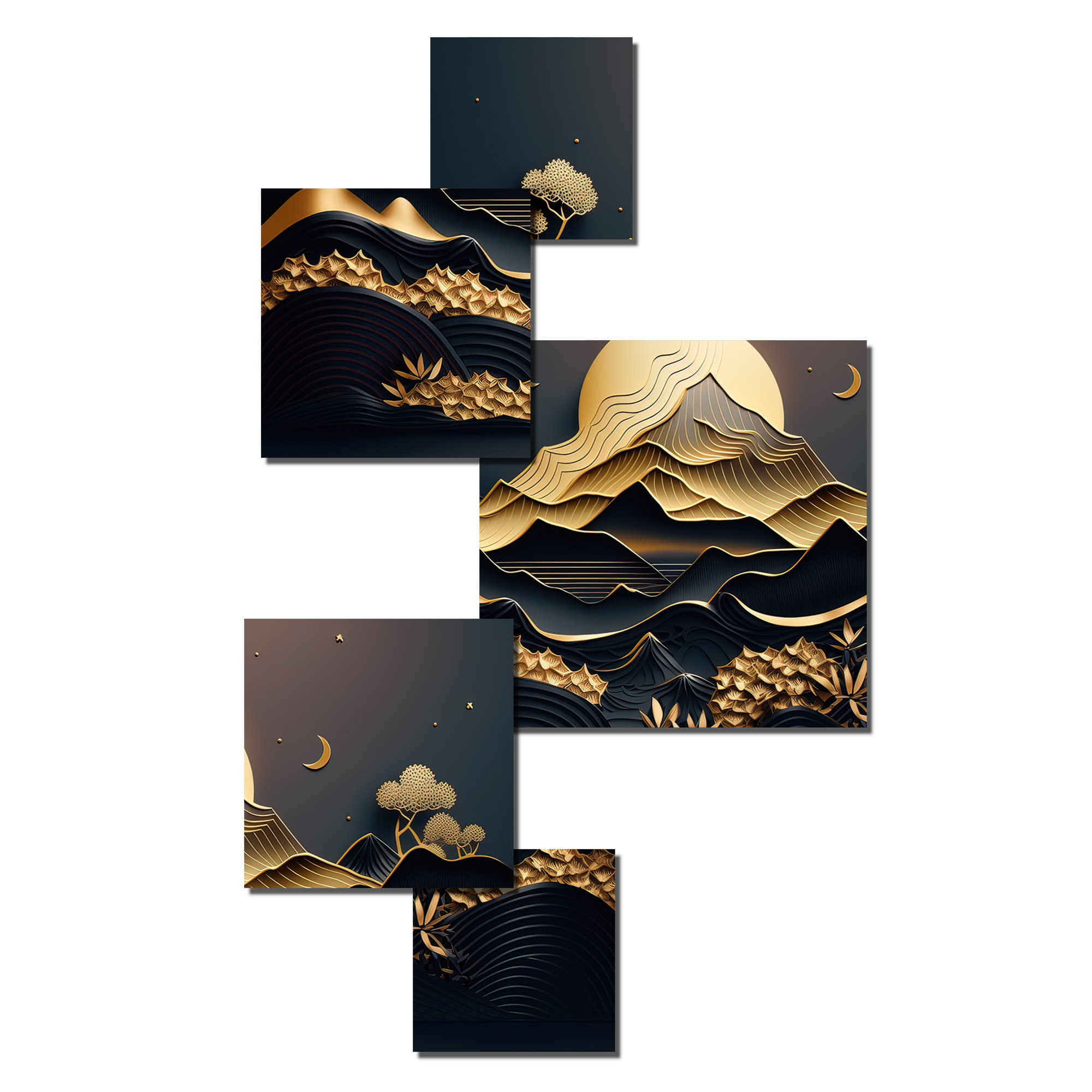 Rosdorf Park Dreamy Golden Mountain IV - Abstract Marble Metal Wall ...