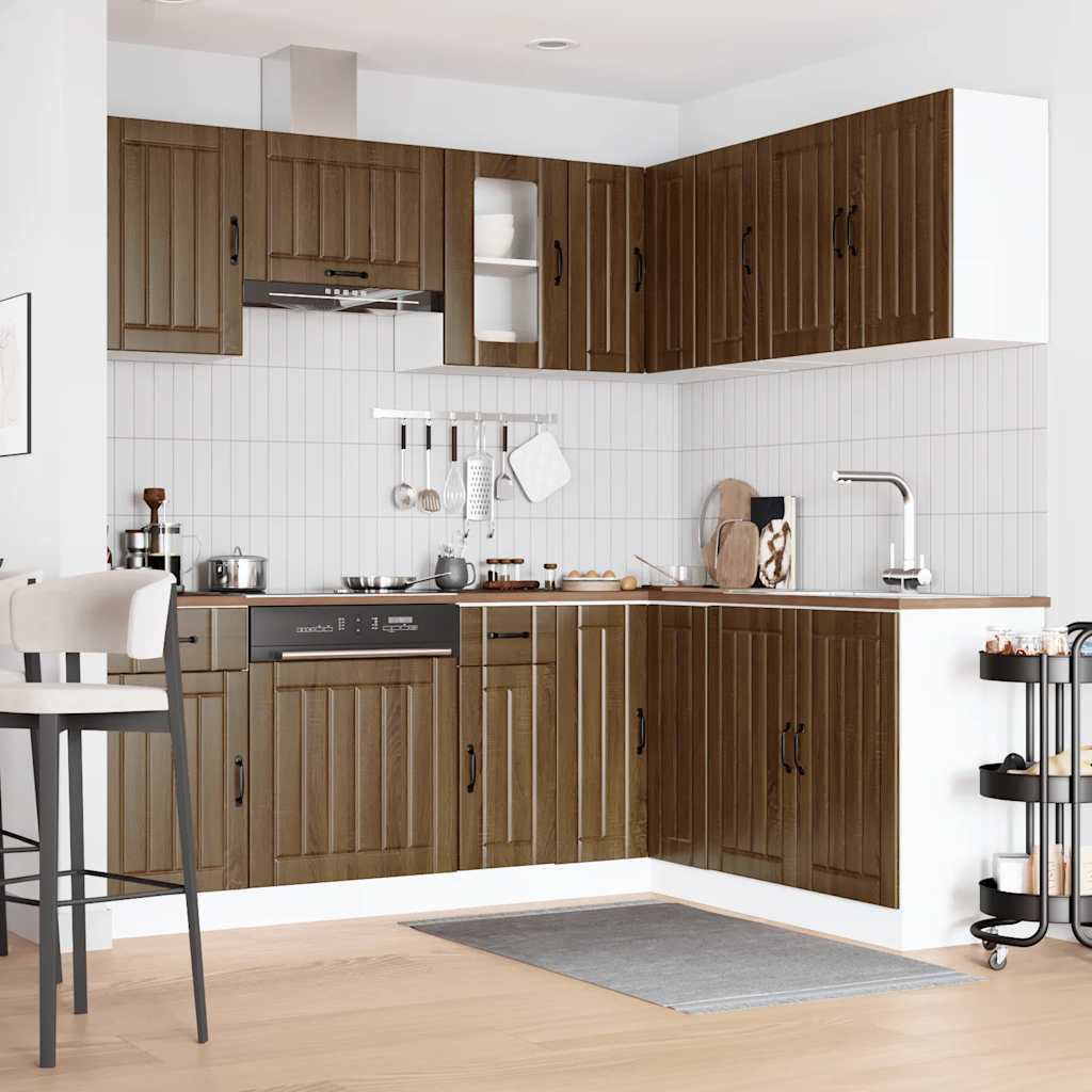 Vidaxl Kitchen Cabinet Set Brown Oak Engineered Wood Large | Wayfair