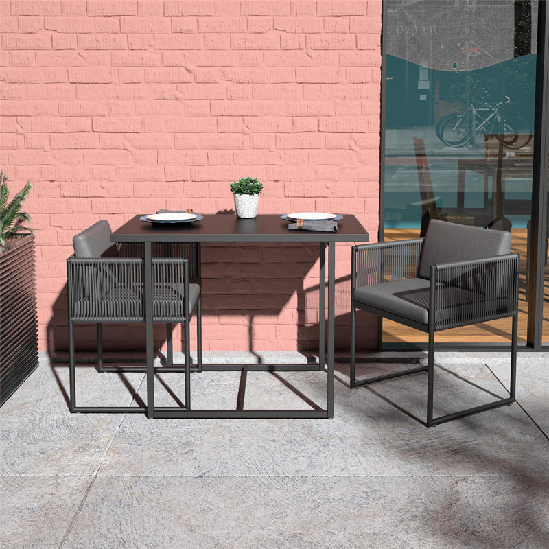 COSCO Modern Nesting Outdoor Bistro Set with Resin Weave and Fabric ...