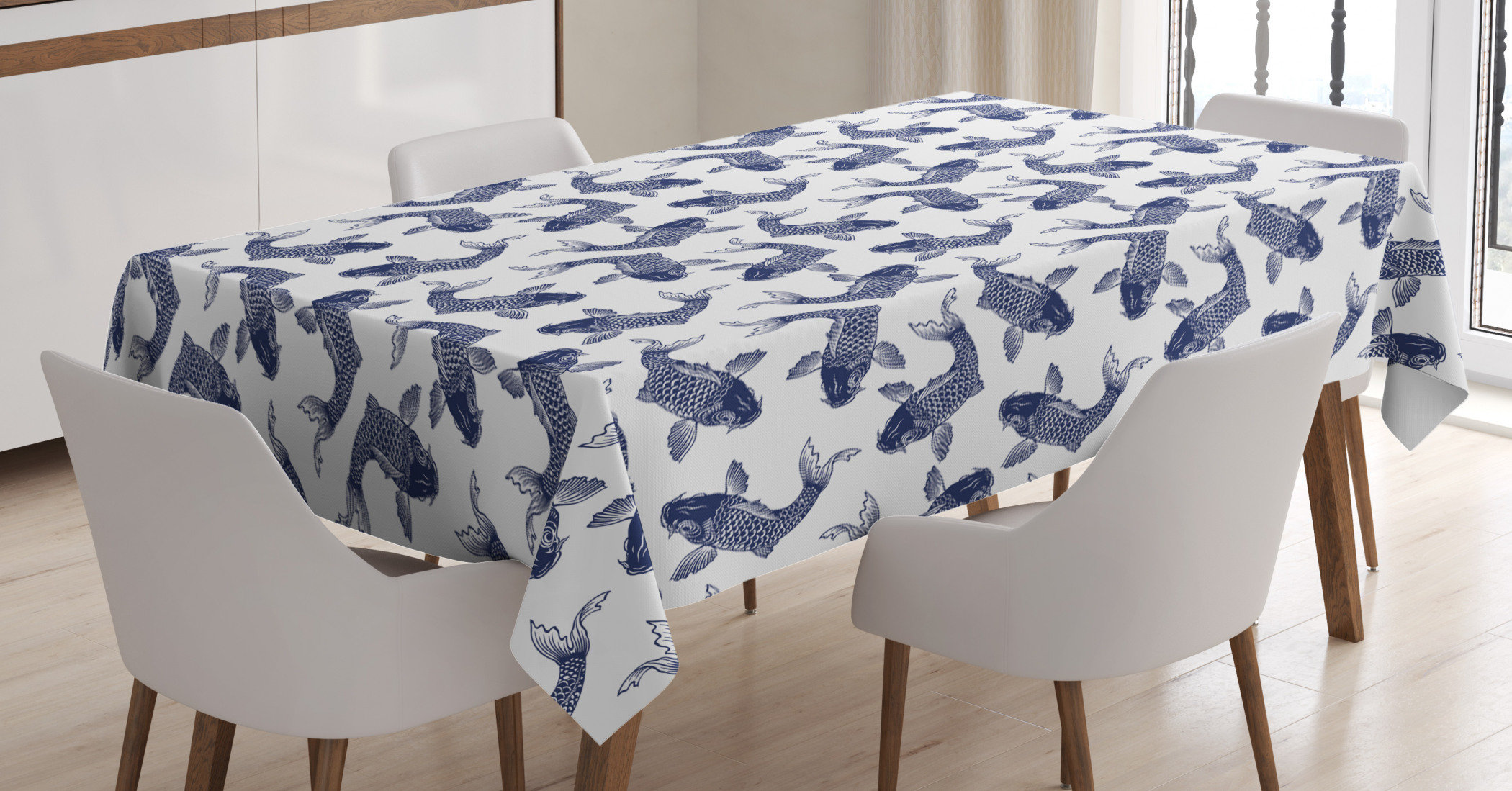 East Urban Home Koi Fish Geometric Tablecloth | Wayfair