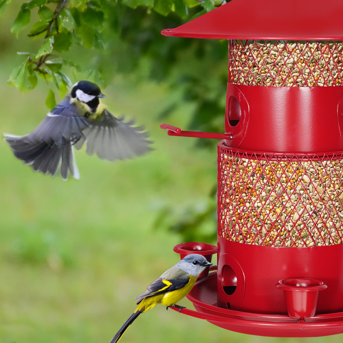 Arlmont & Co. Rithish Metal Hanging Hopper Bird Feeder & Reviews | Wayfair