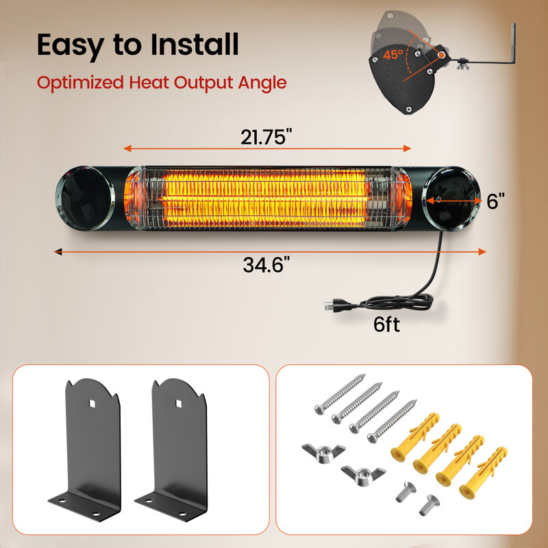 Poloma Wall Mounted Patio Heater Electric Infrared Outdoor Heater | Wayfair