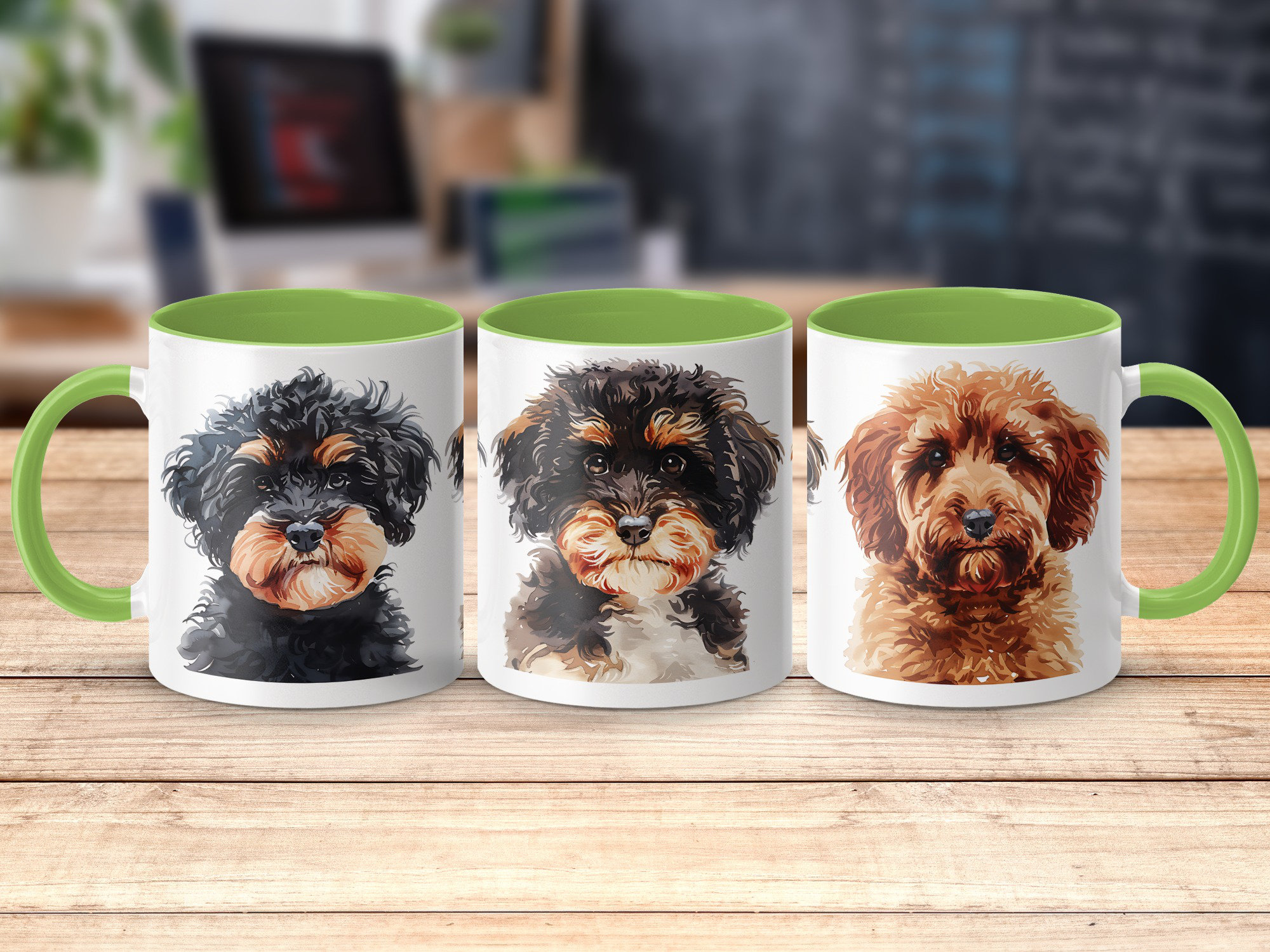East Urban Home Set of 4 – Happy Samoyed Dog Watercolor Art 11oz Coffee ...