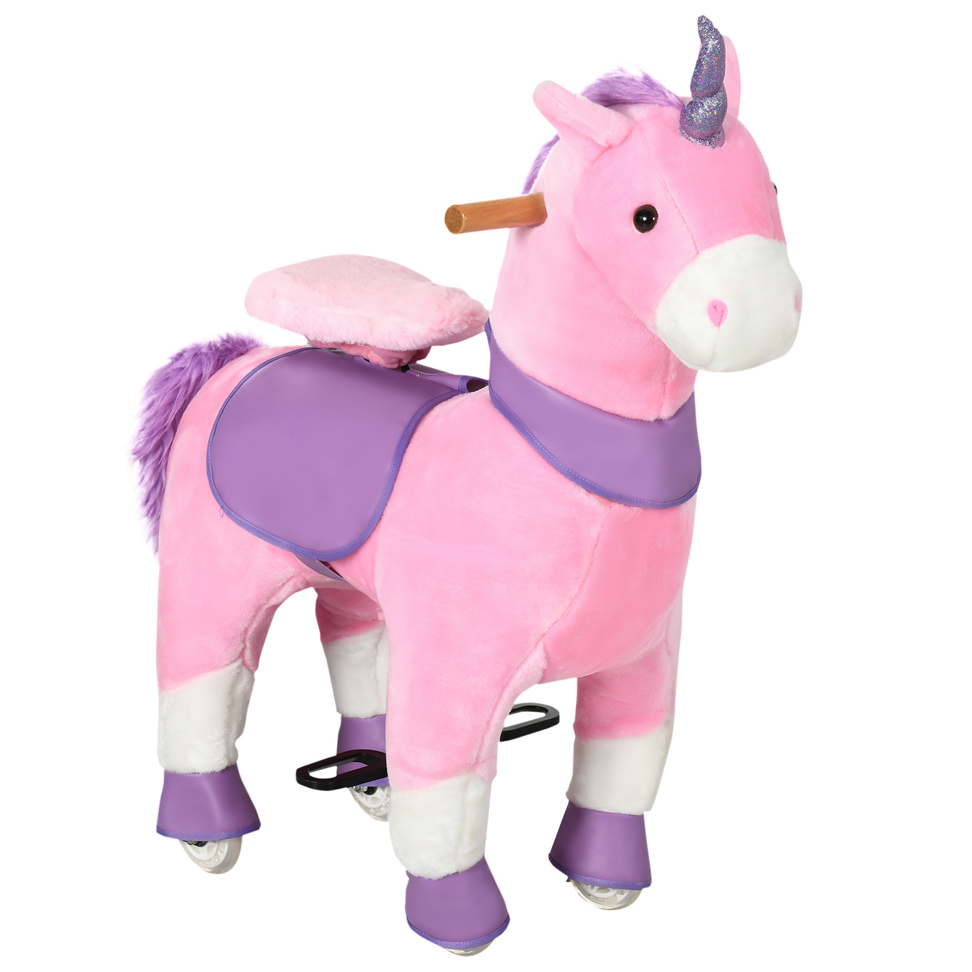 Qaba Ride on Unicorn Walking Mechanical Pony Toy Rocking Horse ...