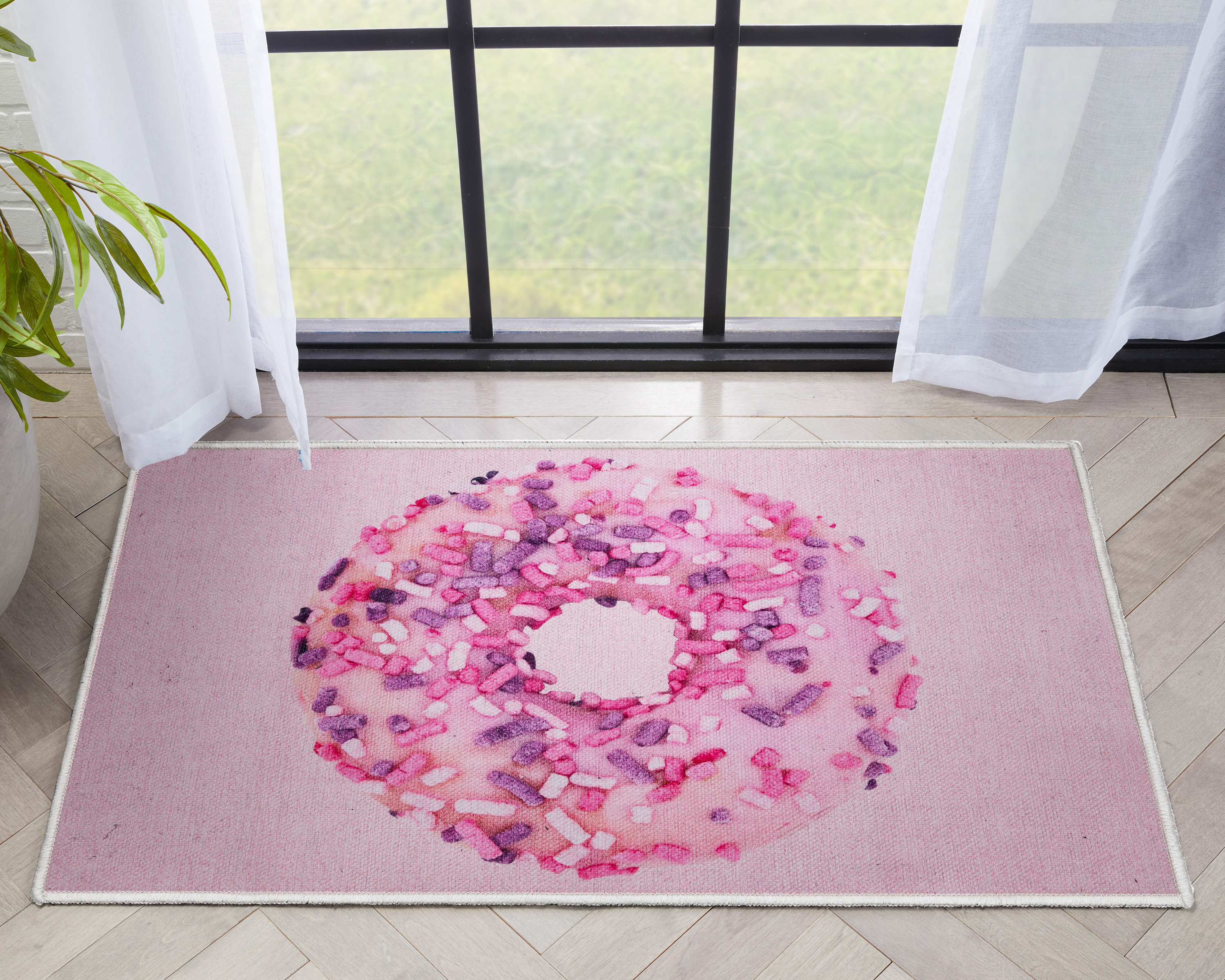 Trinx Kehr Pink Sprinkles Donut Kids Pink Easy Clean Area Rug - Wayfair ...