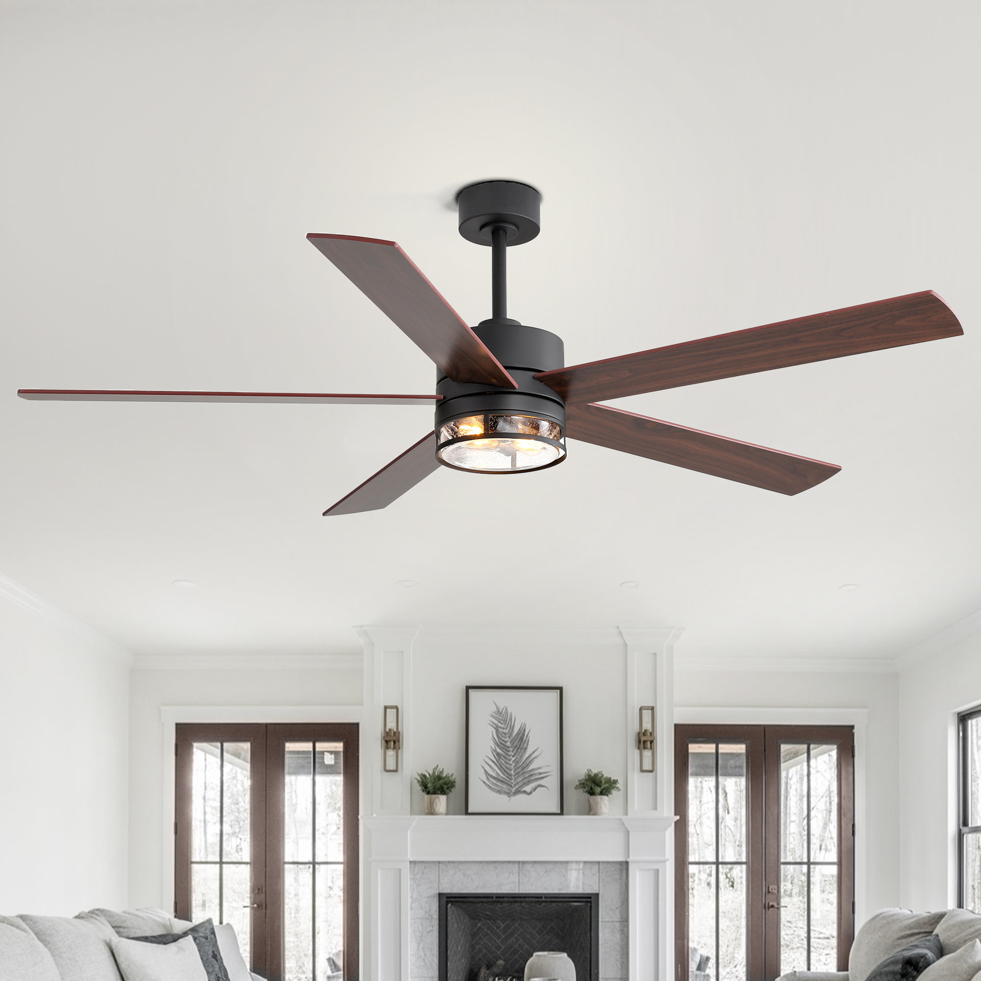 Latitude Run® 65" Farmhouse Ceiling Fans with Lights and Remote ...