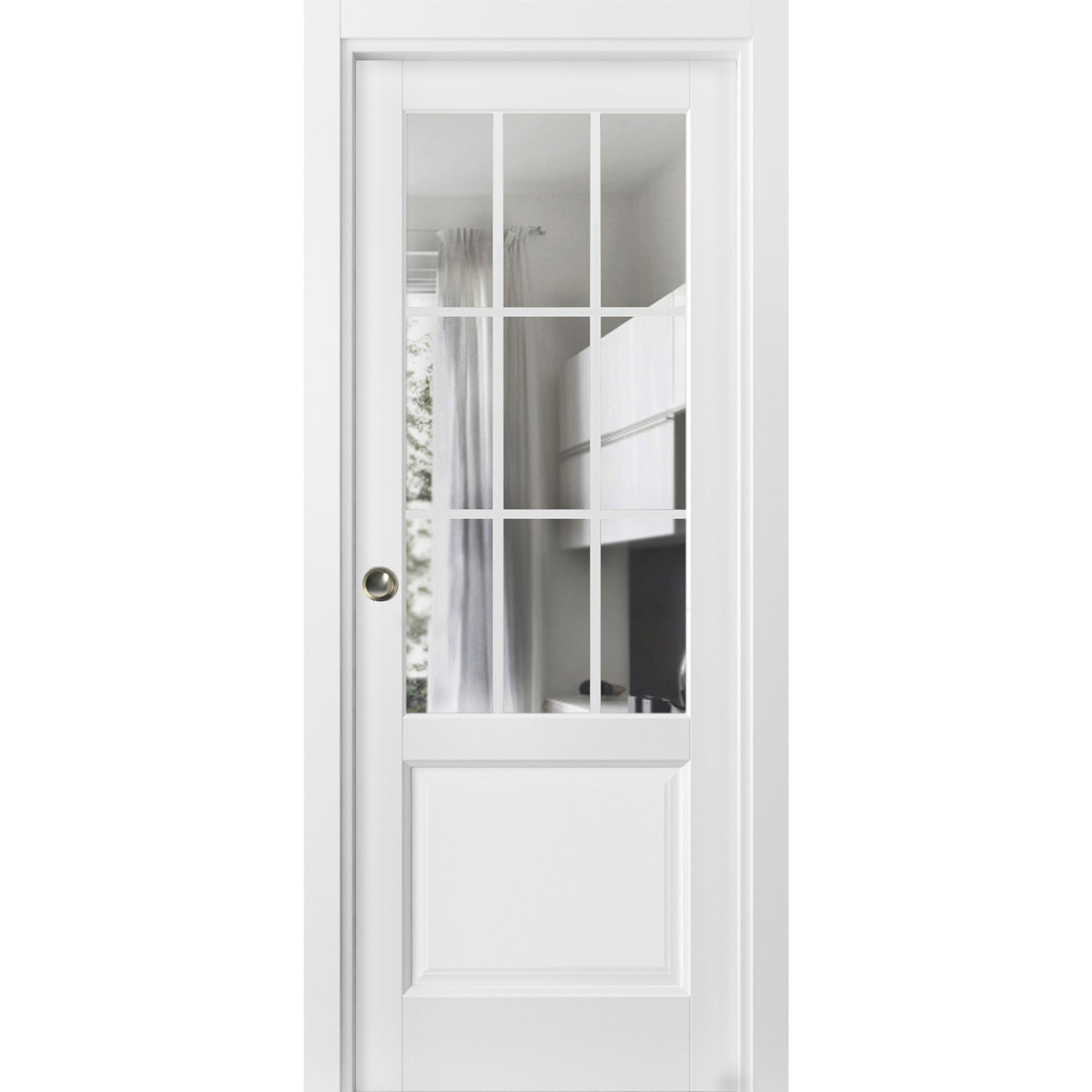 SARTODOORS Felicia Clear Glass Wood Sliding Closet White Door - Wayfair ...