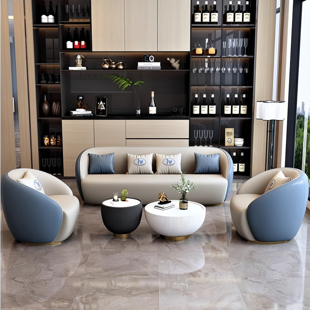 Lifton Modern Simple Sofa Coffee Table Combination 5 - Piece Faux ...