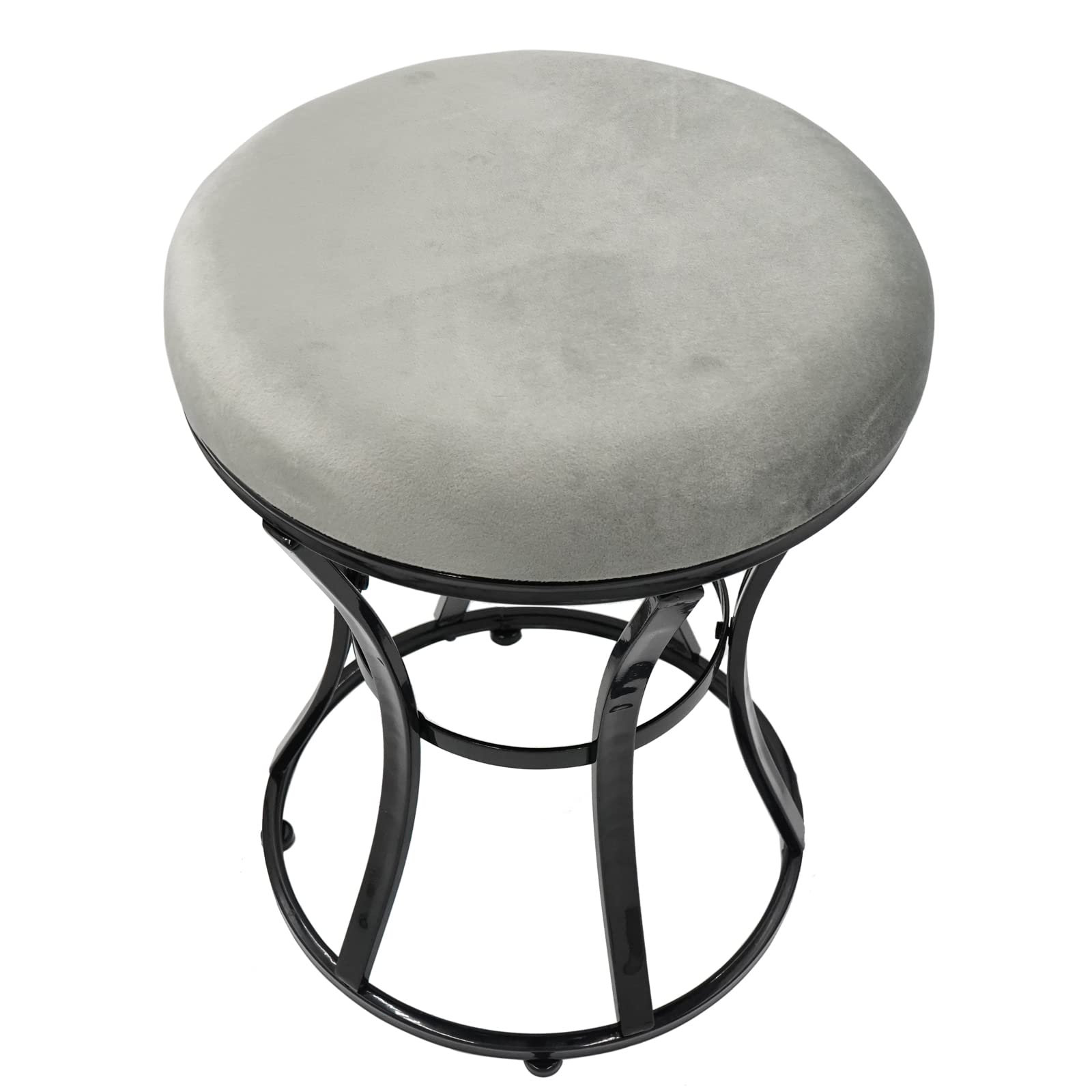 17 Stories Novak Backless Round Vanity Stool Seat With Black Legs, Grey ...