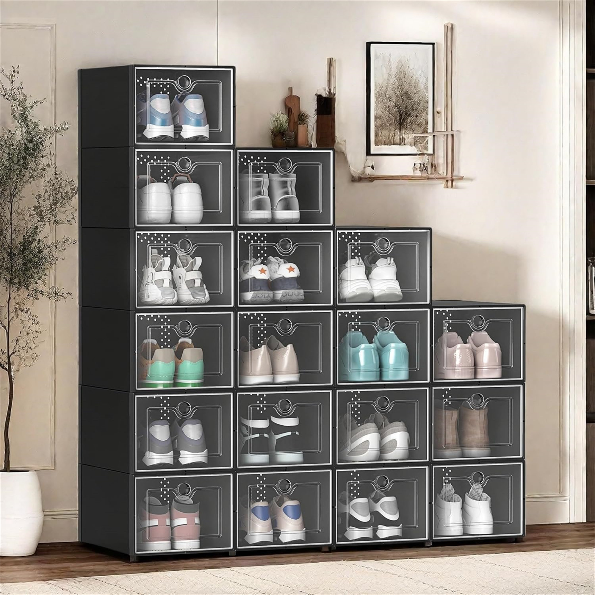 Rebrilliant 18 Pack Shoe Storage Organizer, Fit up to US Size 15, Clear ...