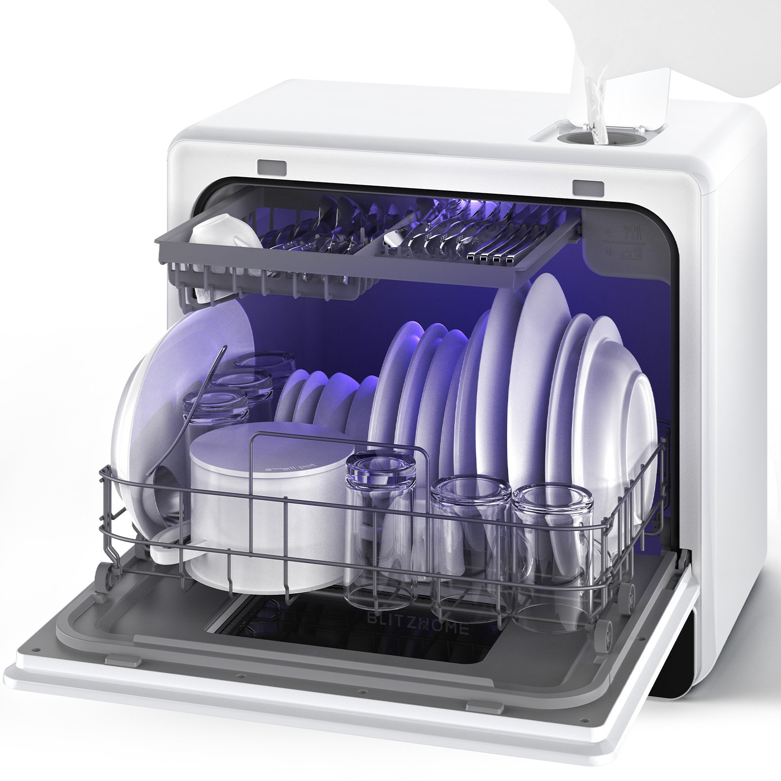 BlitzHome Countertop Portable Mini Dishwasher, 9 Programs,167℉ High ...