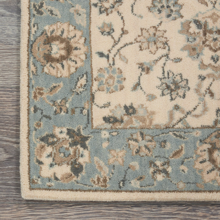 Darby Home Co Crownover Wool Ivory/Blue Rug | Wayfair