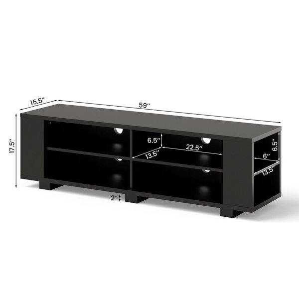 Latitude Run® Wooden TV Stand with 8 Open Shelves for TVs up to 65 Inch ...