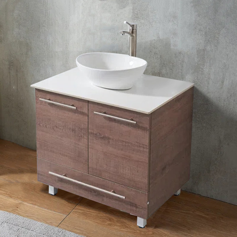 Ebern Designs Raymir 30'' Brown Modern Free-standing Vessel Sink Single ...