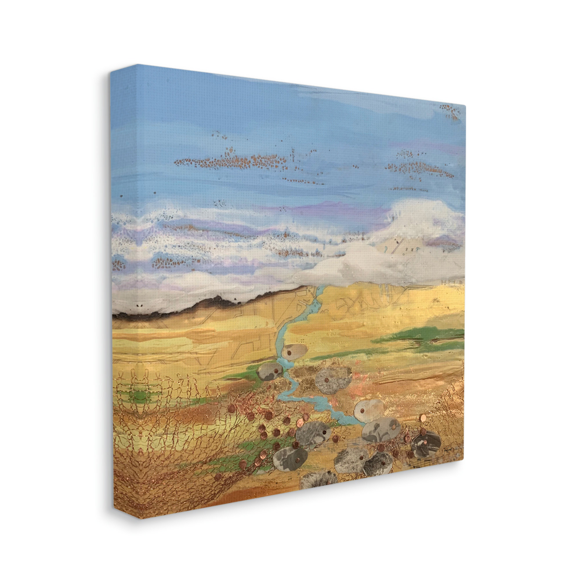 Stupell Industries Vast Grassland Stream Collage Puffy Cloud Sky by ...