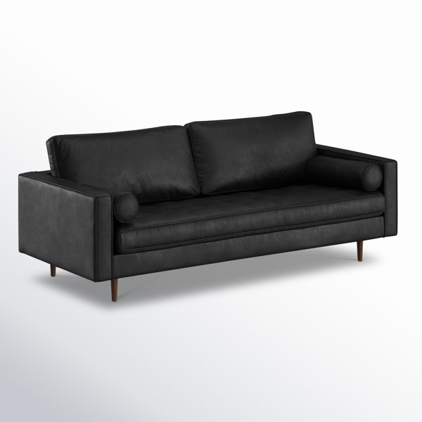 AllModern Geo 84 inch Genuine Leather Sofa & Reviews | Wayfair